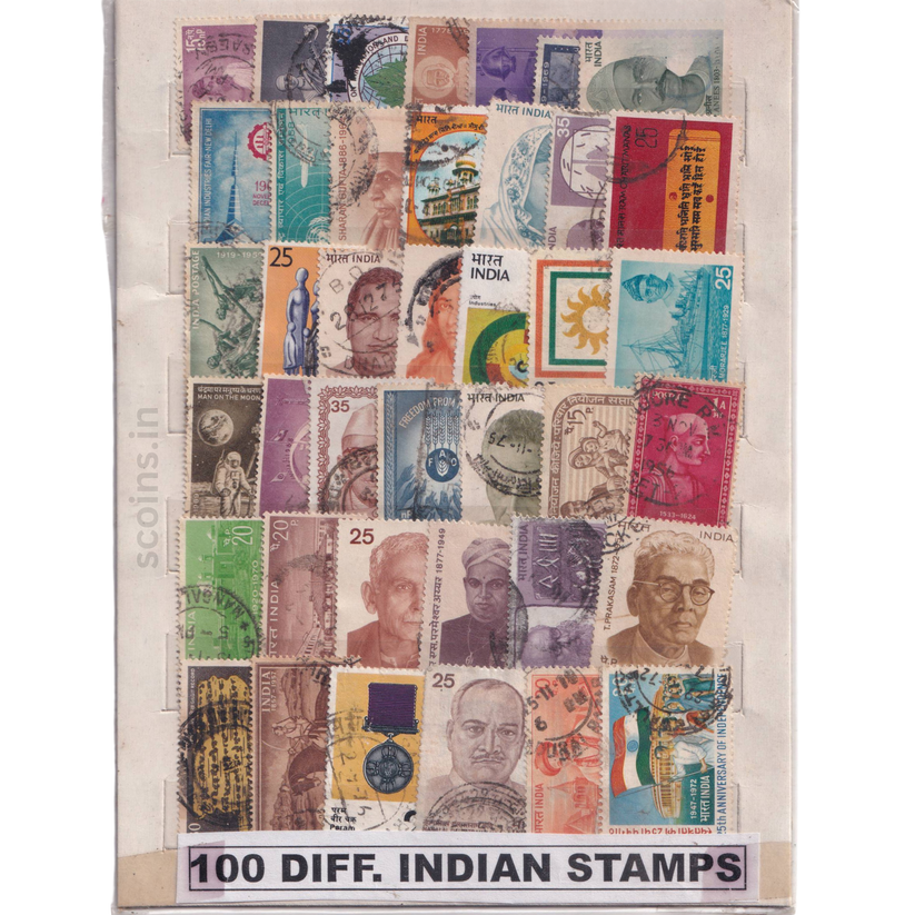 100 DIFF INDIAN STAMPS – SCOINS INDIA