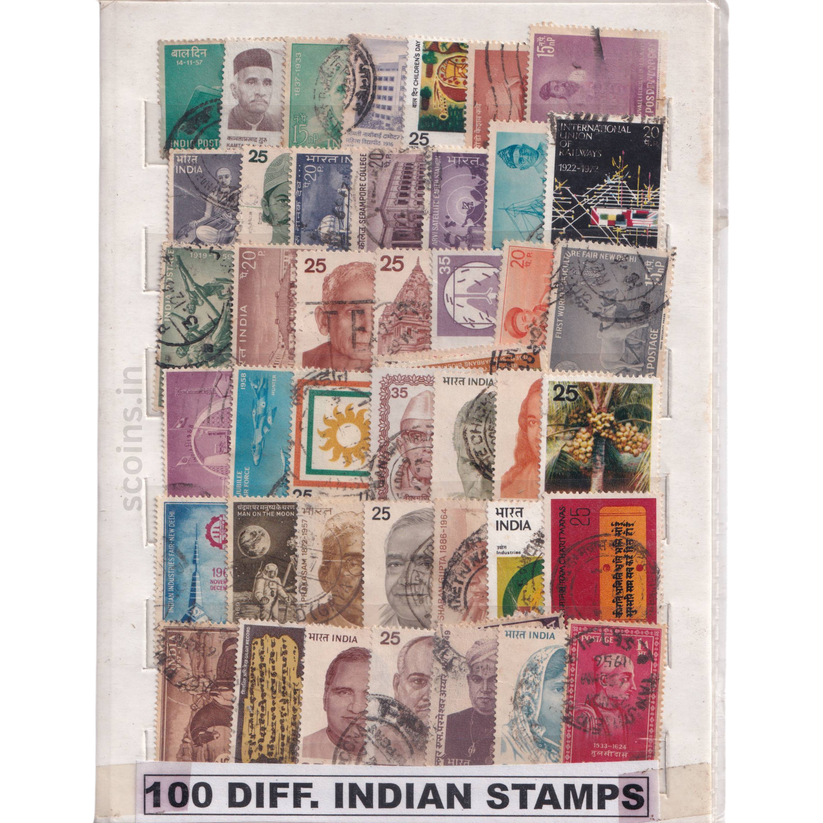 100 DIFF INDIAN STAMPS – SCOINS INDIA